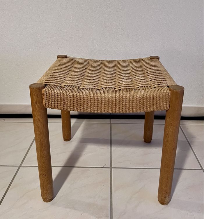 Skandinavischer Vintage Hocker, Holz und Seil. (Gebraucht) in ...