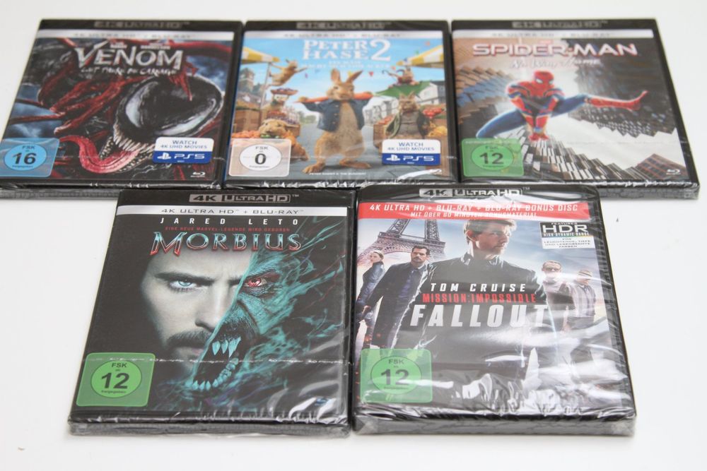 5er Pack 4K Filme (Spiderman, Venom, Morbius, Fallout, ...) (Gebraucht ...