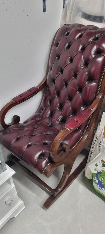 RED LEATHER CHESTERFIELD ROCKING CHAIR | Kaufen auf Ricardo