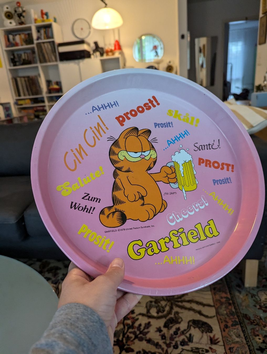 Vintage Garfield "Cheers" Metal Tray 1978 Retro 70sPink (Gebraucht) in ...