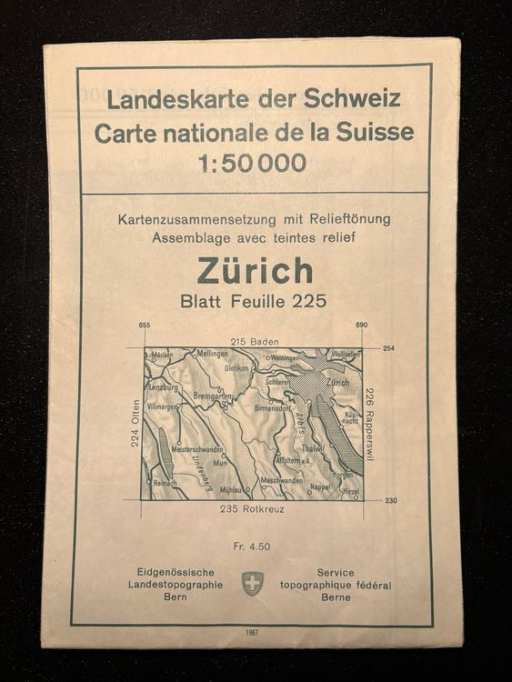 Landeskarte der Schweiz • 1:50'000 • Zürich • 1967 (Gebraucht) in Büetigen für CHF 4 – mit ...