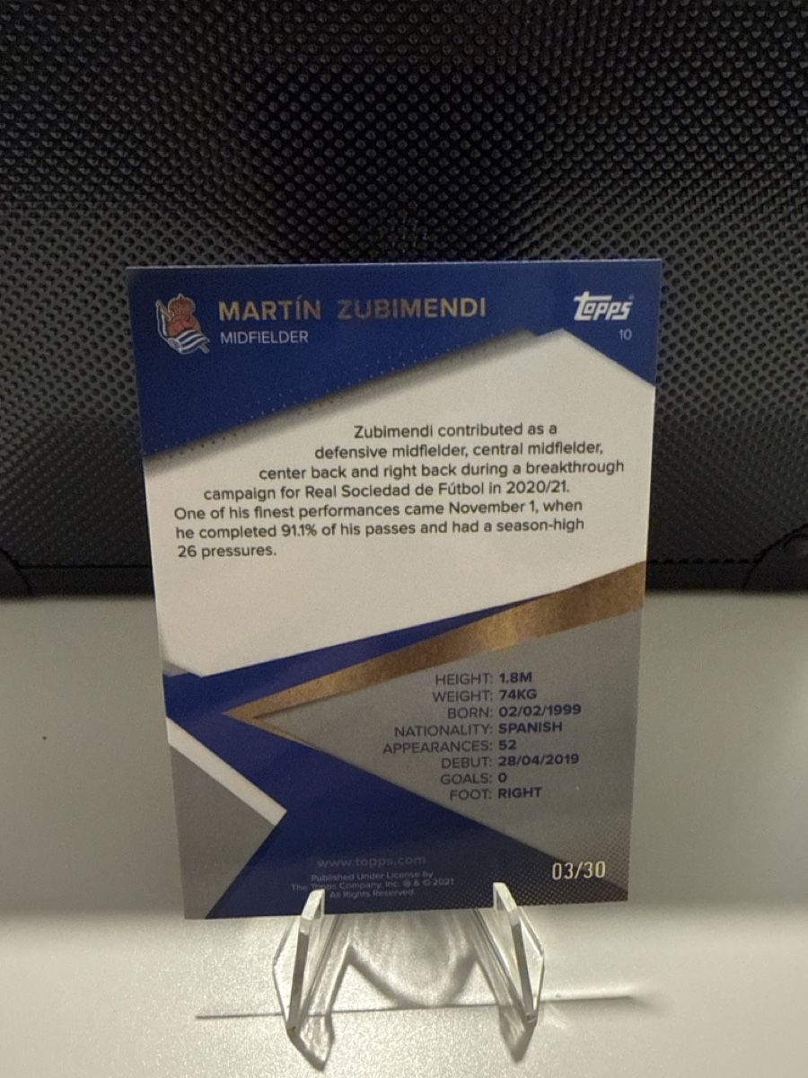 Martin Zubimendi Topps Real Sociedad Team Set /30 Arsenal (Neu (gemäss ...