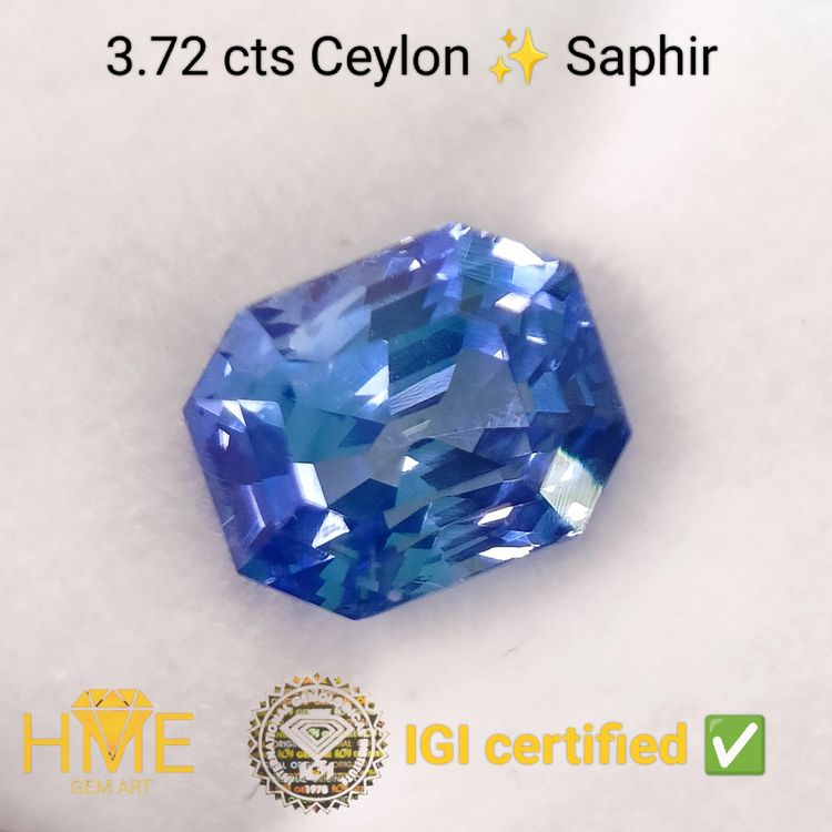 3.72 cts Ceylon SAPHIR SAPPHIRE Edelstein IGI Zertifikat (Neu (gemäss ...