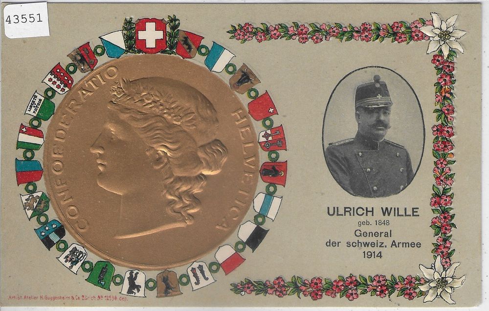 Ulrich Wille General der Schweiz. Armee 1914 - Präge-Litho (Gebraucht) in Ettingen für CHF 9 ...