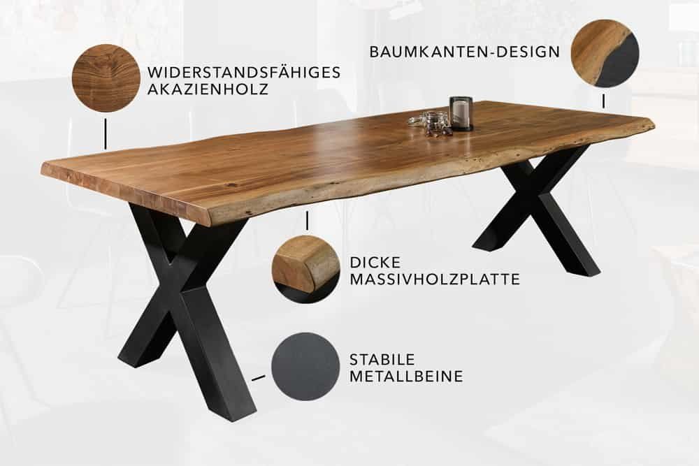 Massivholz Esstisch Akazie 200cm 6cm Platte - NEU (Neu (gemäss ...