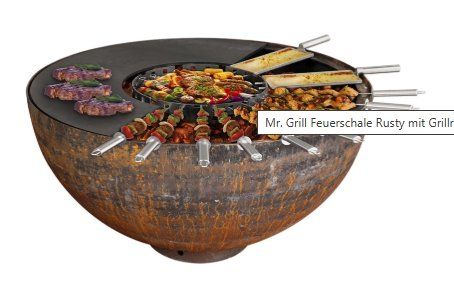 Occ. Mr. Grill Feuerschale Rusty mit Grillring 100cm und Zub (Gebraucht ...