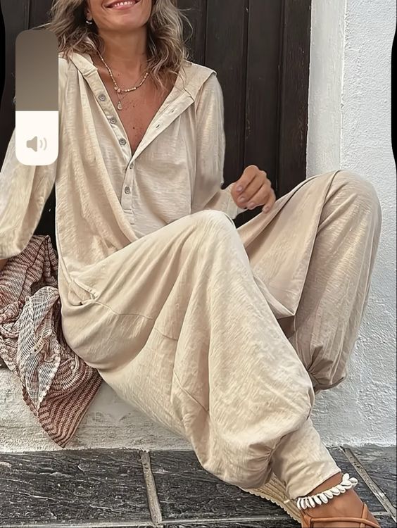 Sommer Overall Jumpsuit mit Kapuze, Grösse M, Apricot (Neu und ...