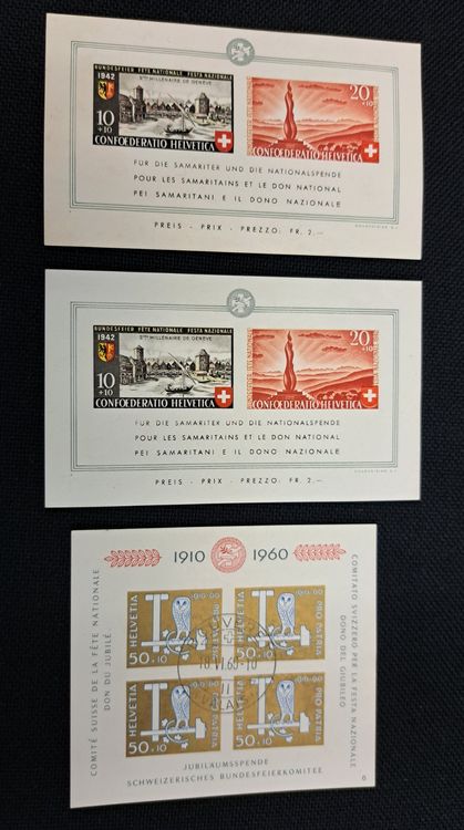 3 Stk. Pro Patria Blocks, 1942 & 1960 | Kaufen auf Ricardo