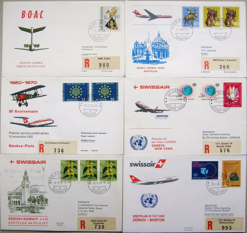 orig. 6x AM 1st Flight Covers 1966 1967 1970 1971 1976 1983 | Kaufen ...