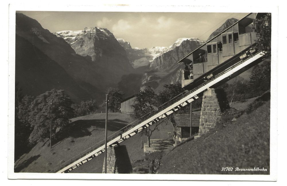 Braunwald (GL) Drahtseilbahn - echt Foto-AK - Linthal 1944 | Kaufen auf Ricardo