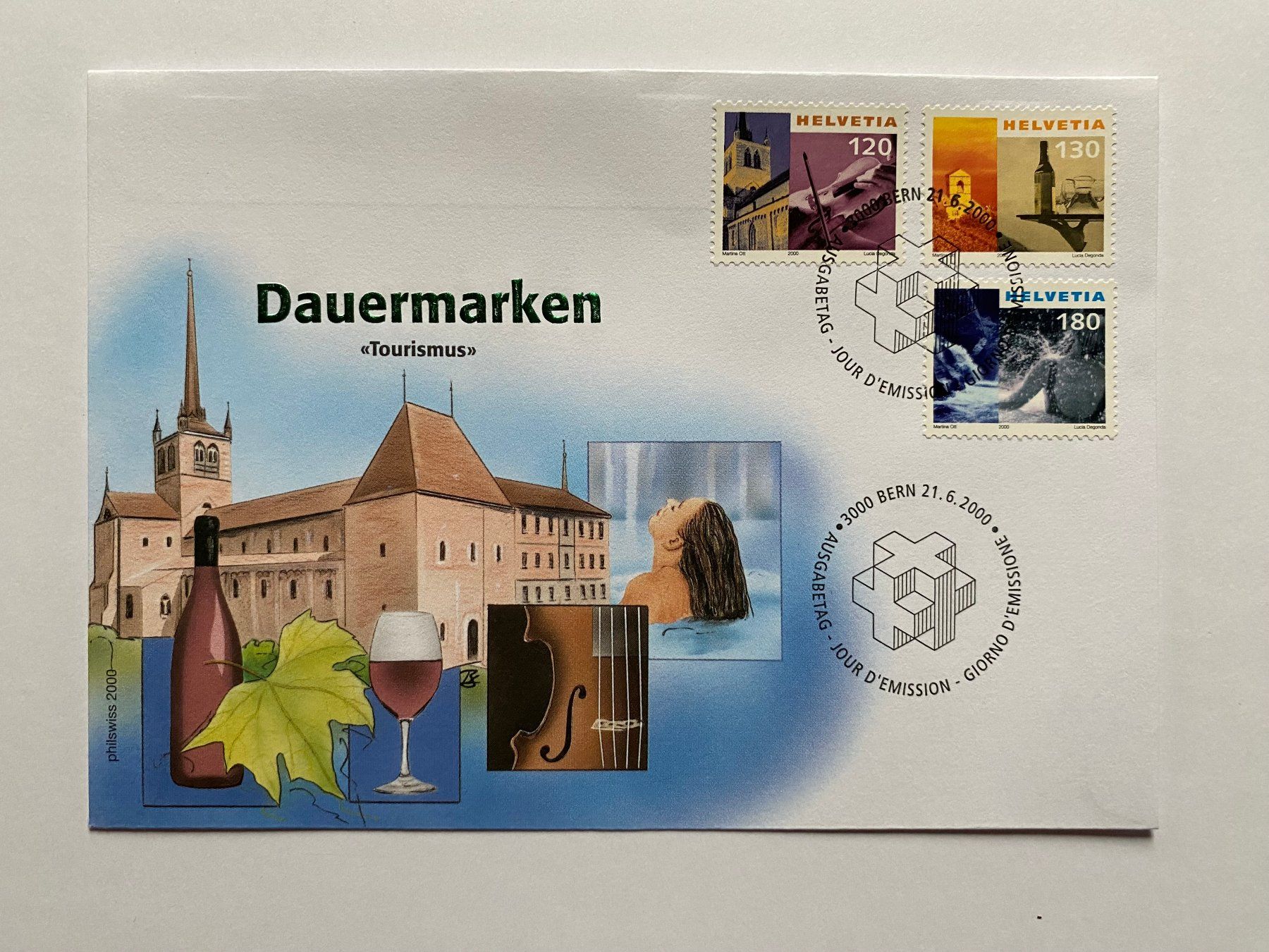 4 FDC Dauermarken Tourismus 2000 (Ortsn.) (Neu (gemäss Beschreibung)) in Kirchenthurnen für CHF ...