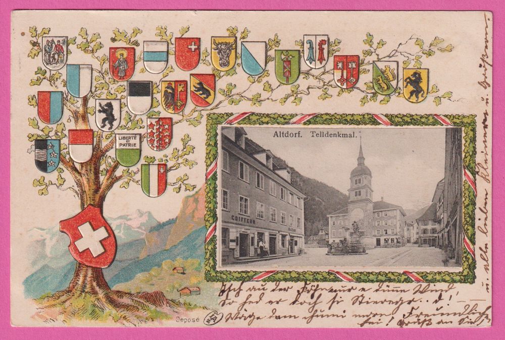Prägekarte Altdorf gel 1905 Telldenkmal (Gebraucht) in Einsiedeln für CHF 5 – mit Lieferung auf ...