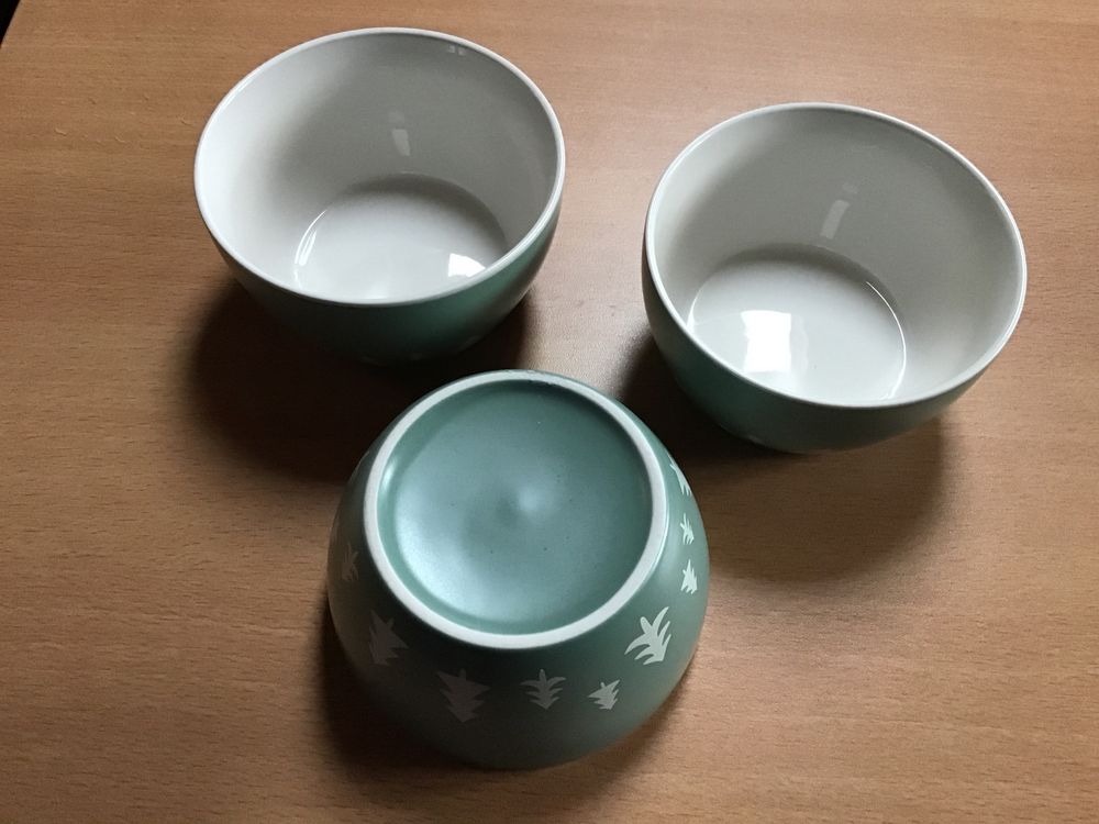 3 Müslischalen / Dessertschalen, Grün mit Tannenbaum 🎄neu (Neu (gemäss ...