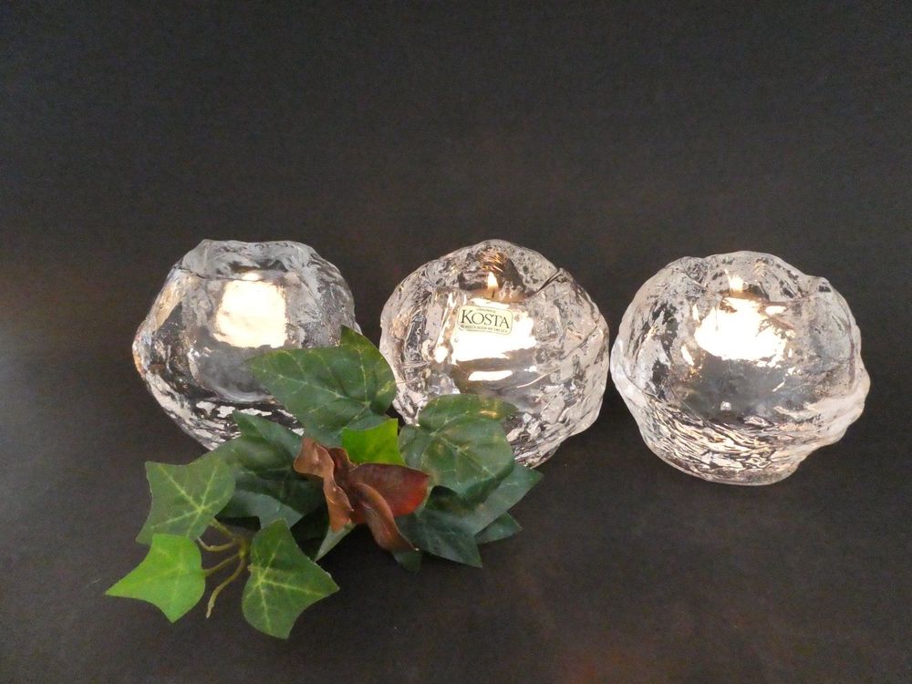 3 Teelichter / Kerzenhalter / Teelicht-Leuchter SNOWBALL Kos (Neu ...