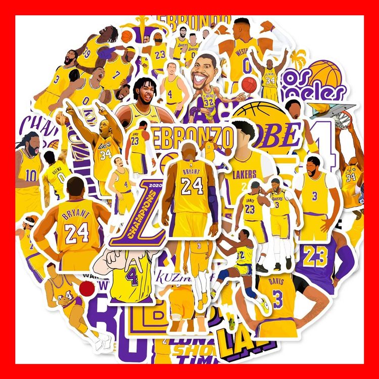 50 tlg Stickerset Los Angeles Lakers Bryant James Basketball (Neu und ...