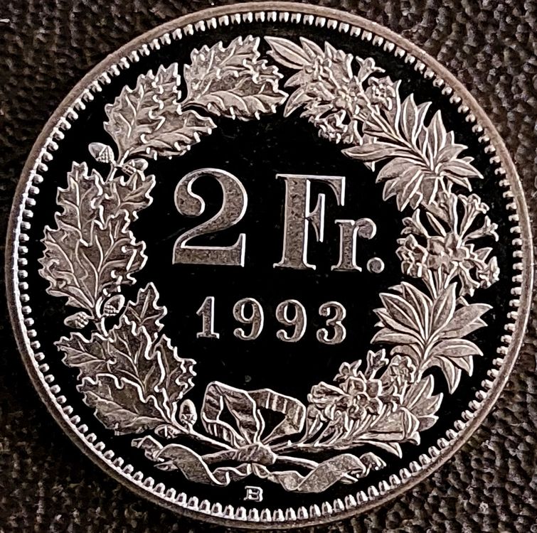 2 Franken 1993 stgl. / aus Münzsatz (Neu (gemäss Beschreibung)) in Arch für CHF 8 – mit ...