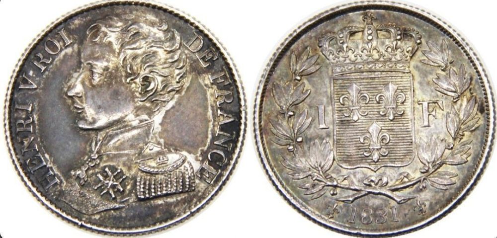 1831 France 1 Franc Argent Henri V rare (Gebraucht) in Meyrin für CHF ...