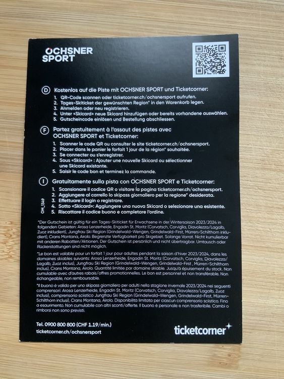 Ticketcorner Skicard, Skiticket-Gutschein | Kaufen auf Ricardo