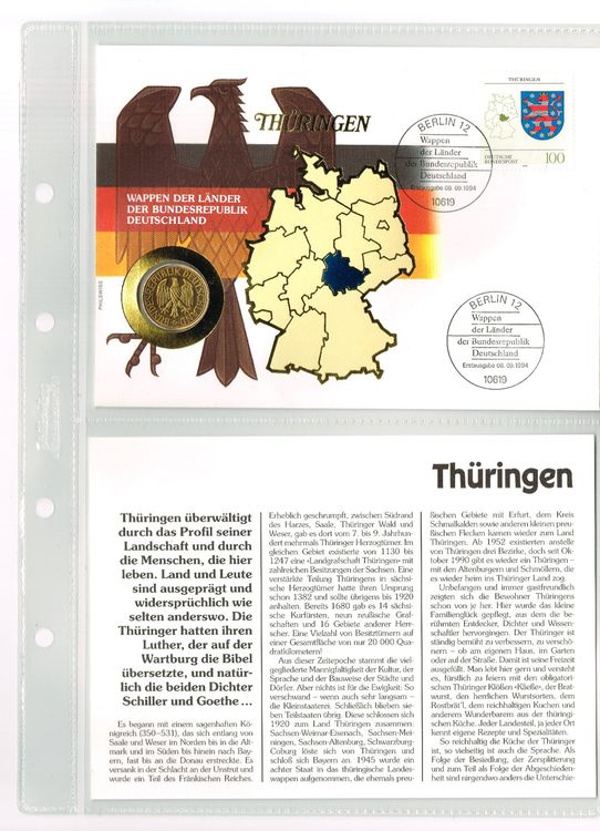 Thüringen_Wappen der Länder der BRD_mit Beschreibung (Gebraucht) in ...