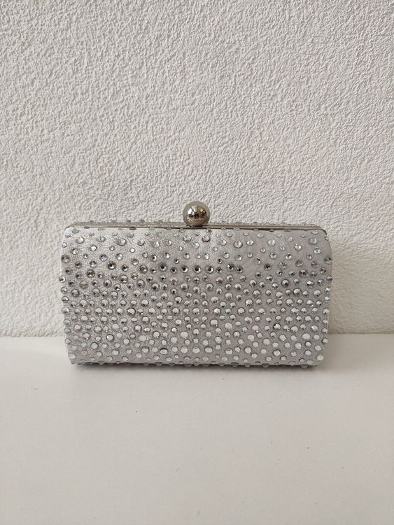 Elegante Clutch, Silber mit Strass, Neu mit Altersspuren (Neu (gemäss ...