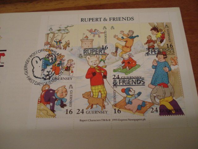 Guernsey 1993, Block Rupert + Friends, 2 FDC und Lose ** (Gebraucht) in ...