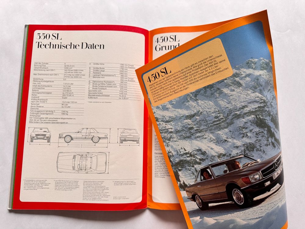 Mercedes-Benz SL Prospekt 280SL 350SL 450SL 1976 Top Zustand (Gebraucht ...
