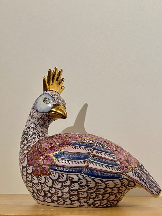Scultura in porcellana di un uccello con cresta color oro (Gebraucht ...