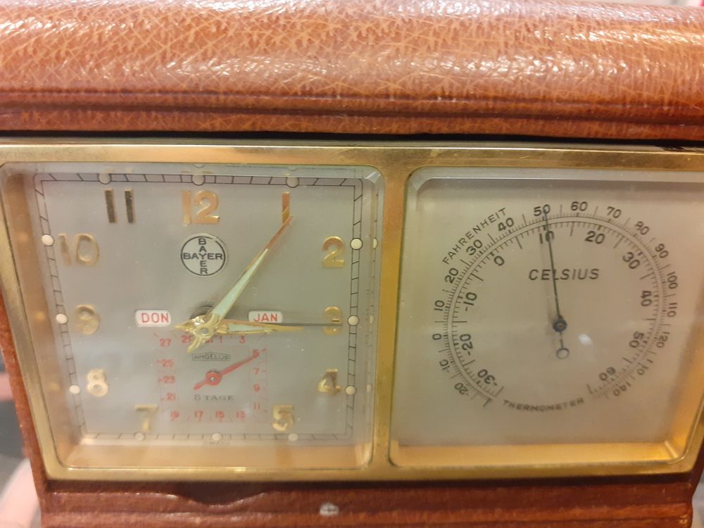 ANTIKE UHR/ Barometer BAYER, Messing MUSS REVIDIERT WERDEN (Gebraucht ...