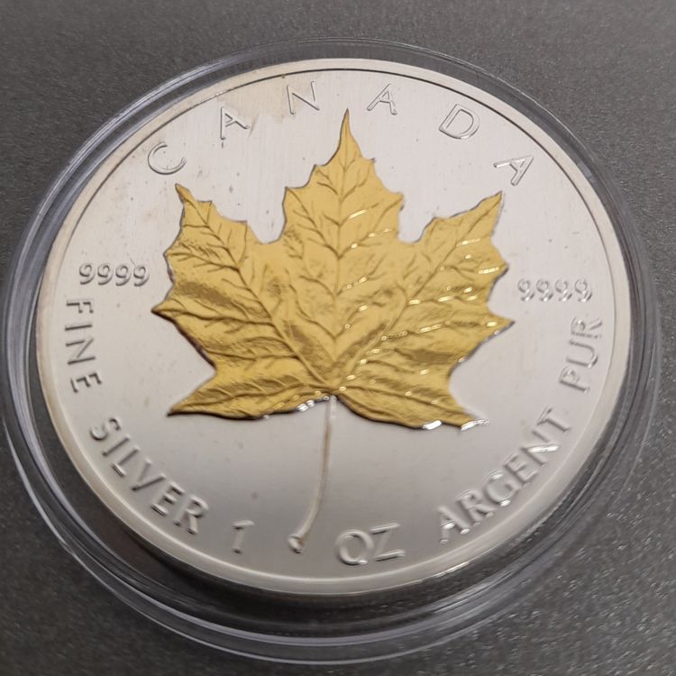 1 OZ Silber Maple Leaf Canada 1988 gilded | Kaufen auf Ricardo