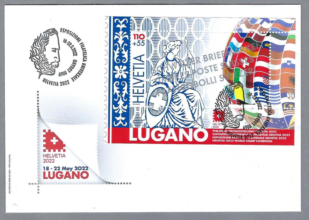 FDC, LUGANO HELVETIA 2022 MIT ÜBERDRUCK SCHW. BRIEFMARKEN | Kaufen auf Ricardo