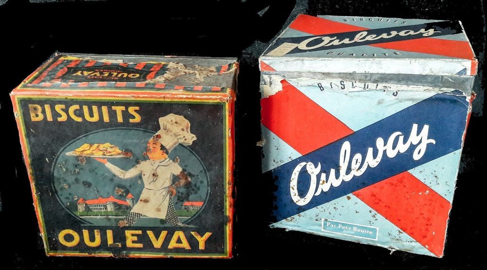 Oulevay 2 antike Blechdose Biskuitdose 2x boîtes anciennes (Gebraucht ...