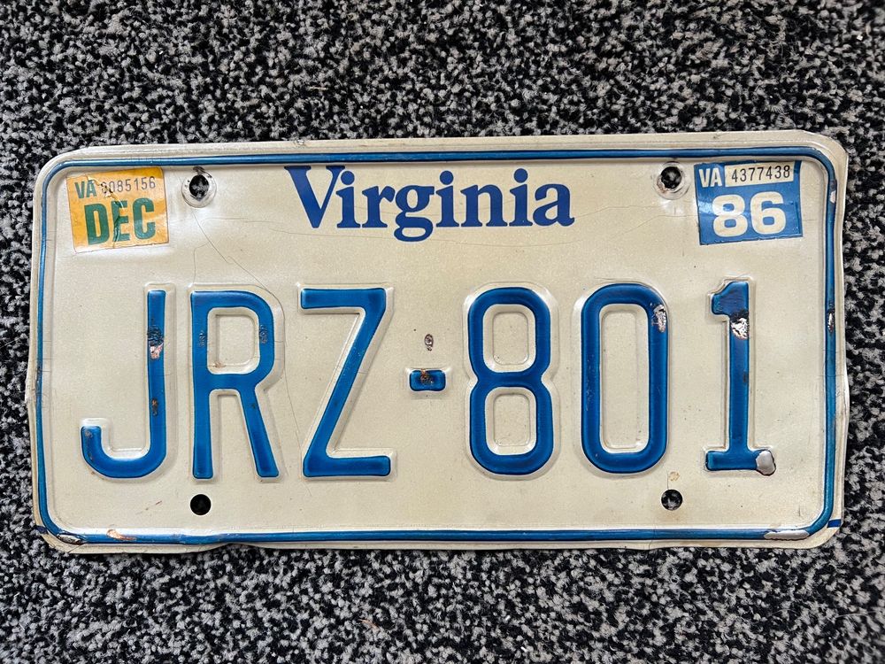 Autonummer Nummernschild Kennzeichen VIRGINIA USA 1986 (Neu (gemäss ...