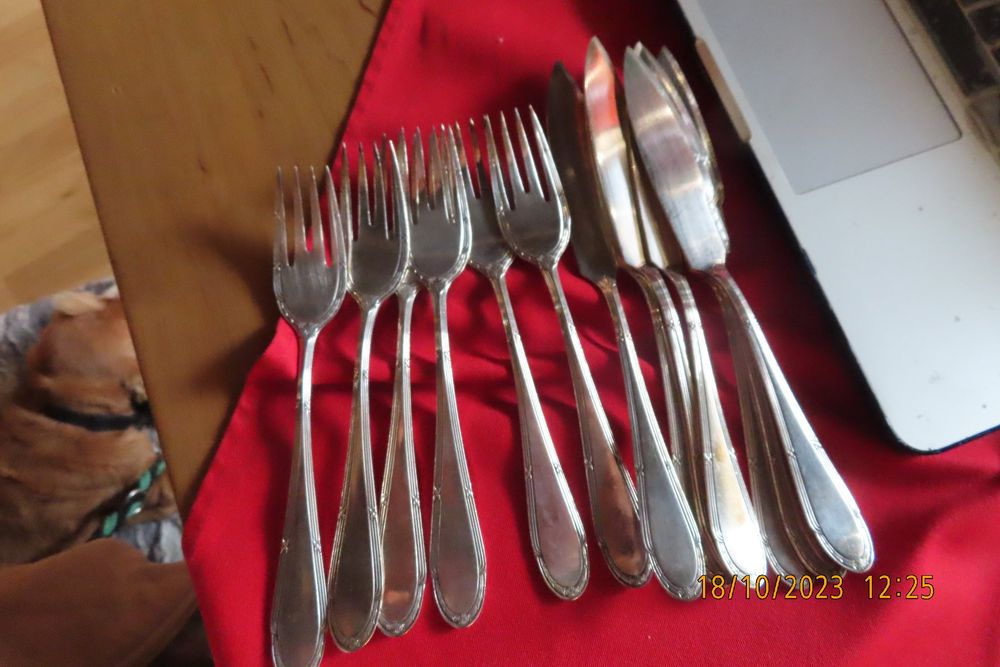 WMF 90er Silber, Fischbesteck 6 Gabeln, 6 Messer neuwertig (Neu (gemäss Beschreibung)) in ...