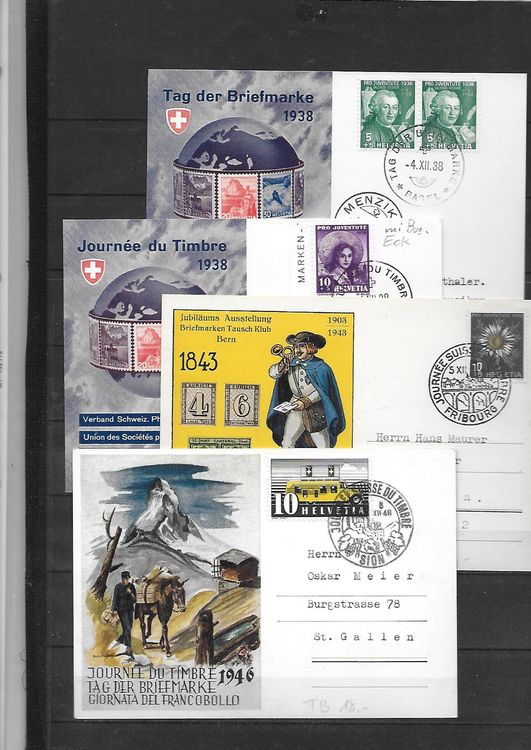 4 TB Karten 1938D+F 1943+1946 Kat: CHF 101.- (Gebraucht) in Basel für CHF 3 – mit Lieferung auf ...