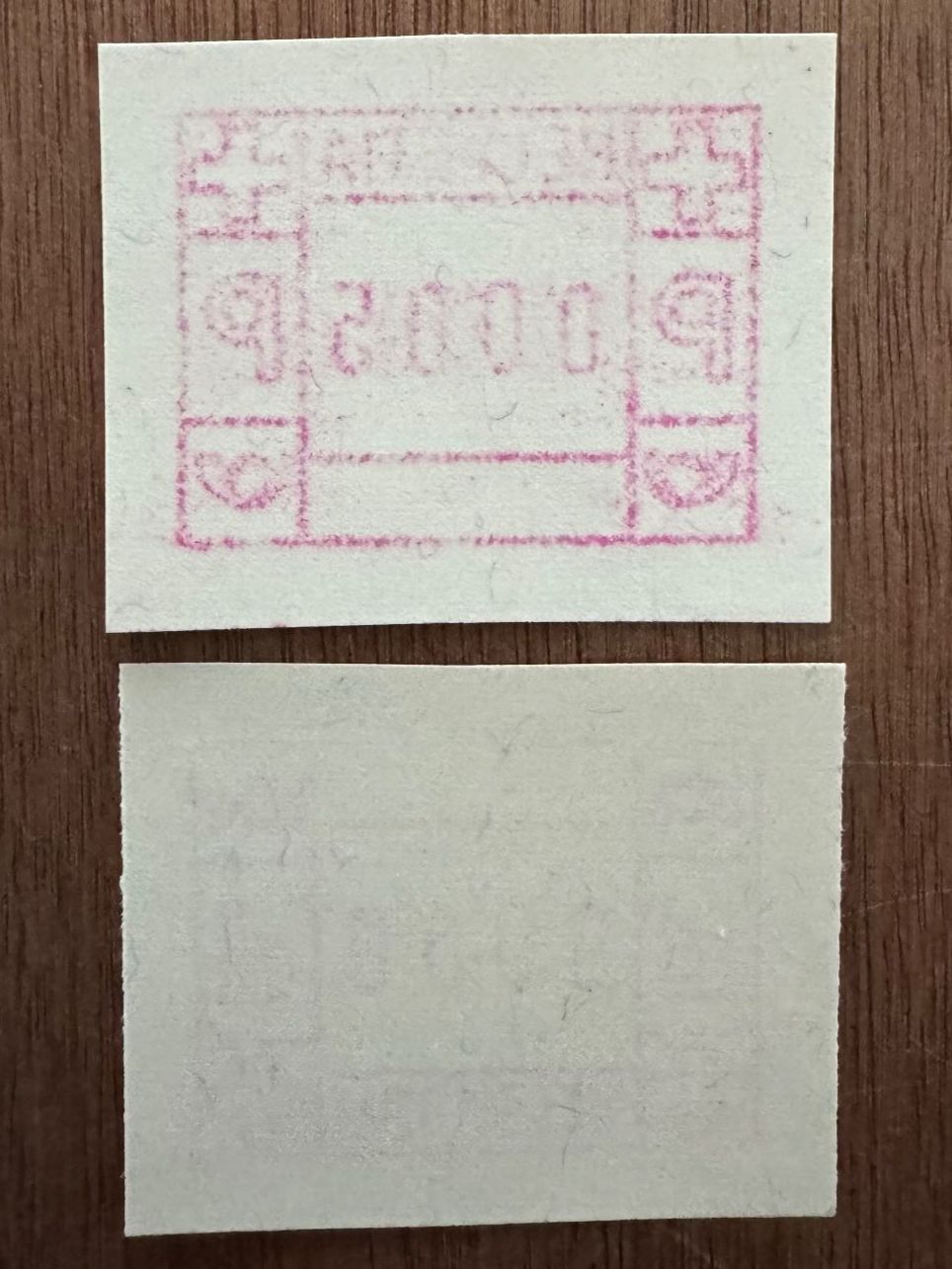 ATM Typ 3 Abklatsch auf der Rückseite, als Vergleich eine (Neu (gemäss ...