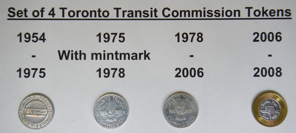 Vintage Canada Set of 4 Toronto Transit Commission Tokens (Gebraucht ...