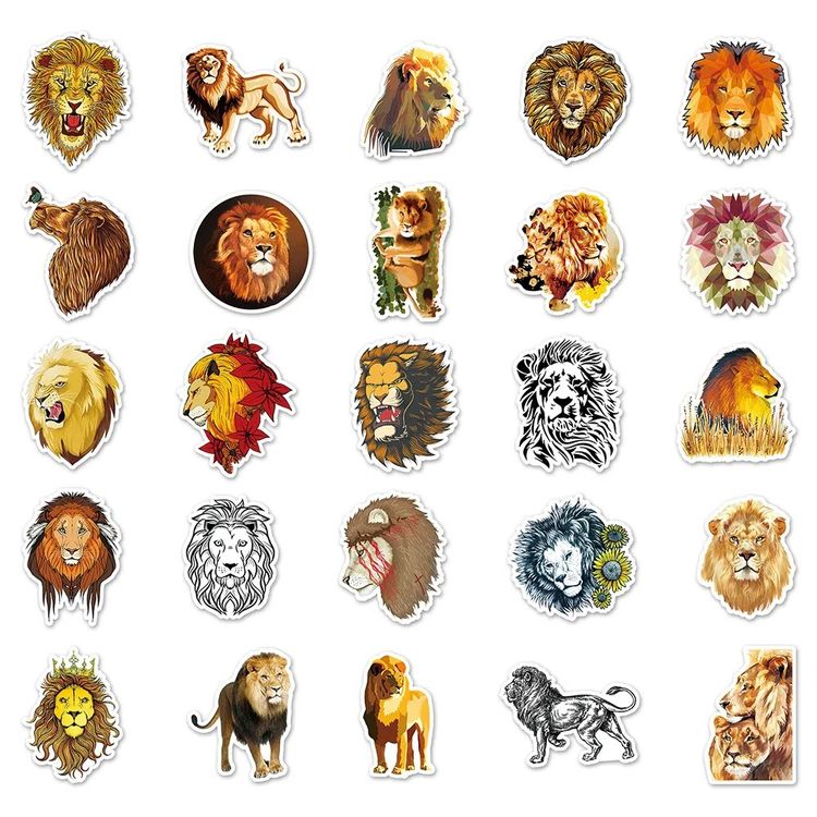 50 tlg Stickerset Löwe Lion König der Tiere Safari Zoo (Neu und ...