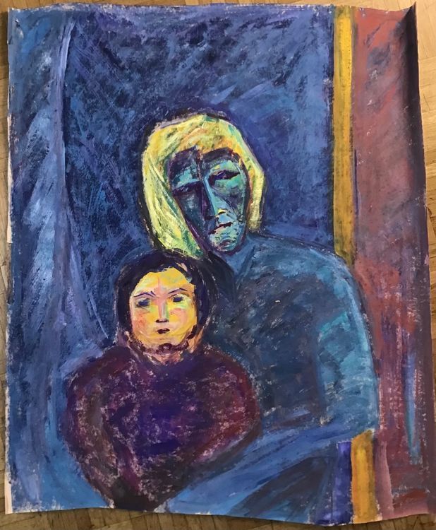 Grosse Gouache Gemälde von 2 Personen | Kaufen auf Ricardo