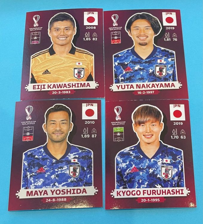 Panini WM 2022 Qatar - JAPAN - JPN 4, JPN 6, JPN 9, JPN 16 (Gebraucht ...