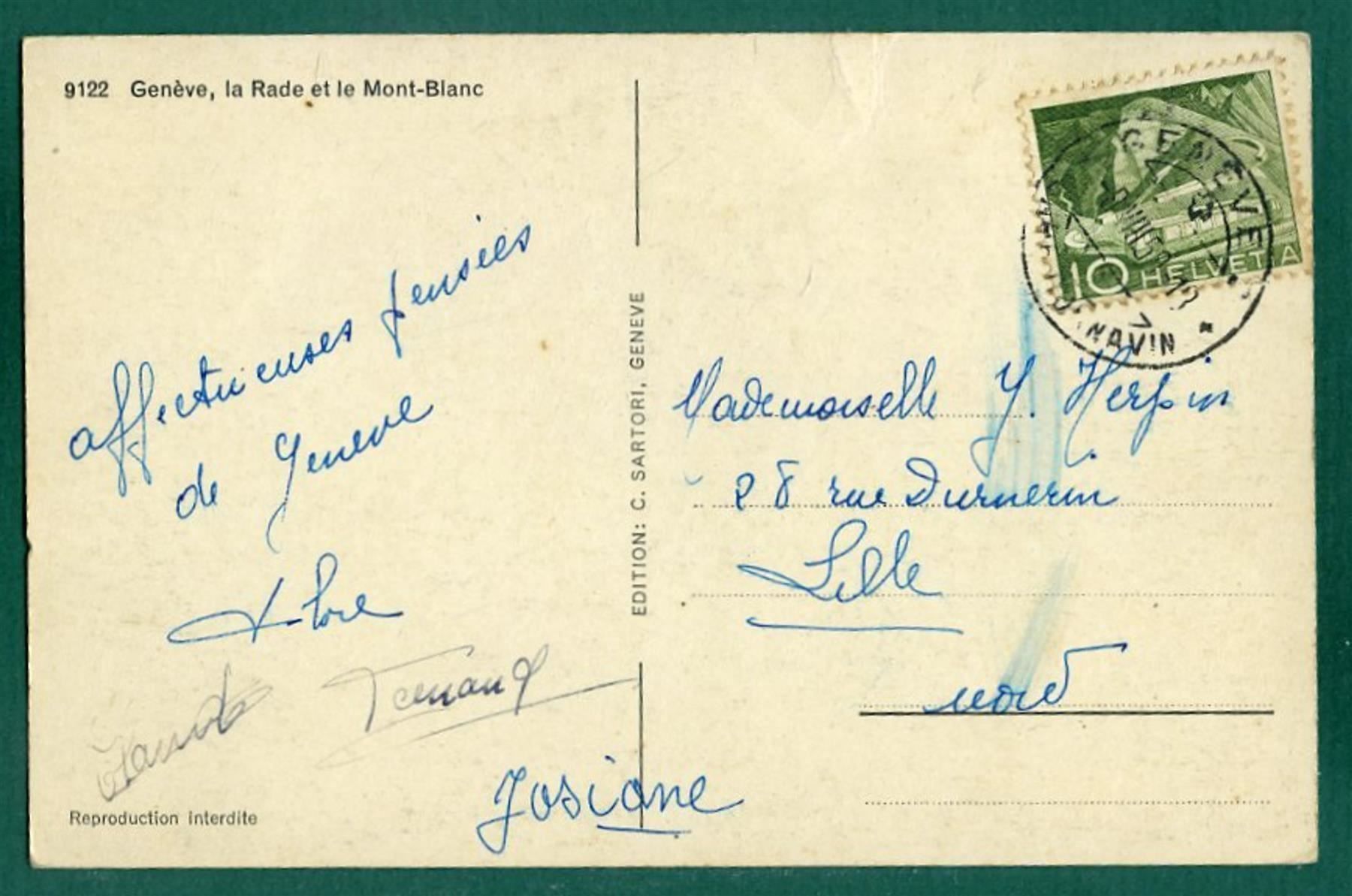 Genève, La Rade et le Mont Blanc, 1959 (Gebraucht) in Sargans für CHF 1 – mit Lieferung auf ...