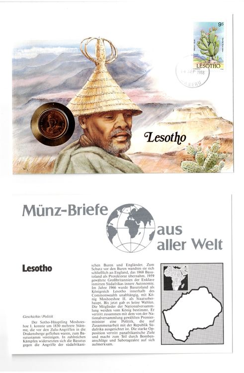 Lesotho_1988_Münzbrief mit Beschreibung (Gebraucht) in Hombrechtikon für CHF 1.3 – mit Lieferung ...