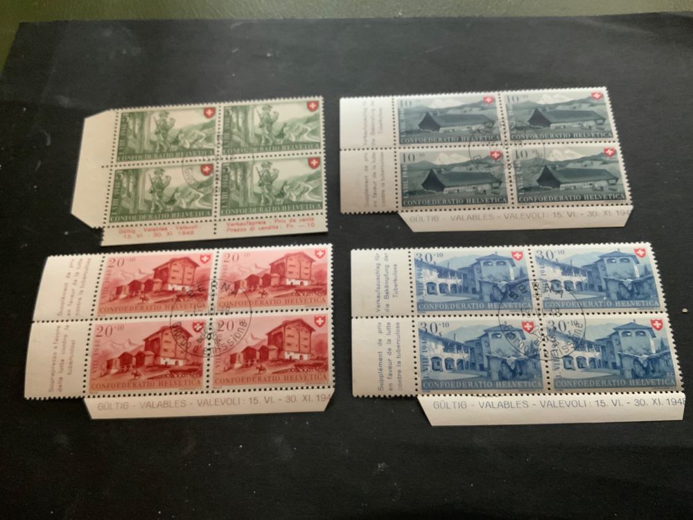 1948 PRO PATRIA 4ER BLÖCKE ET ITA.ZENTRUMSSTEMPEL EINWANDFR | Kaufen auf Ricardo
