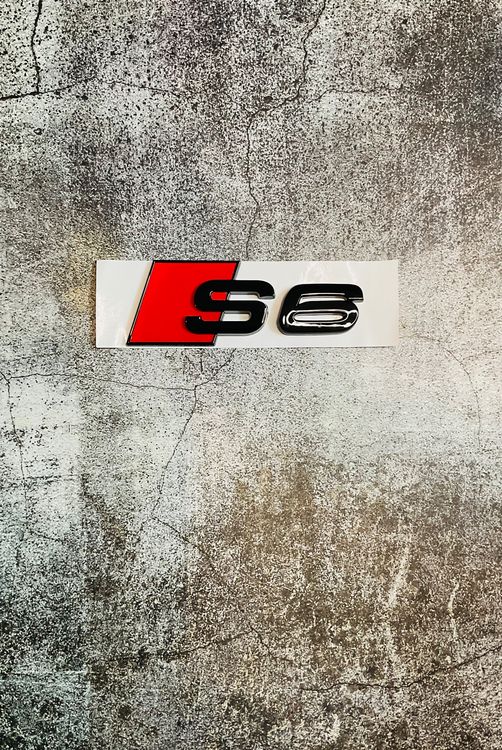 Audi S6 Emblem Schriftzug Logo NEU in Rot/Schwarz glänzend (Neu und ...