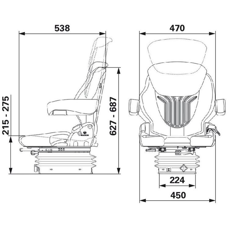 Sitz Compacto Basic XM, Kunstleder Schwarz Grammer MSG283/52 (Neu und originalverpackt) in ...