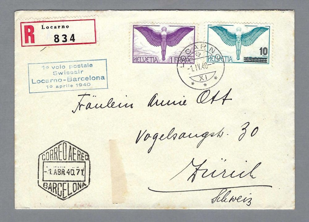 1940 ERSTFLUG LOCARNO-BARCELONA | Kaufen auf Ricardo