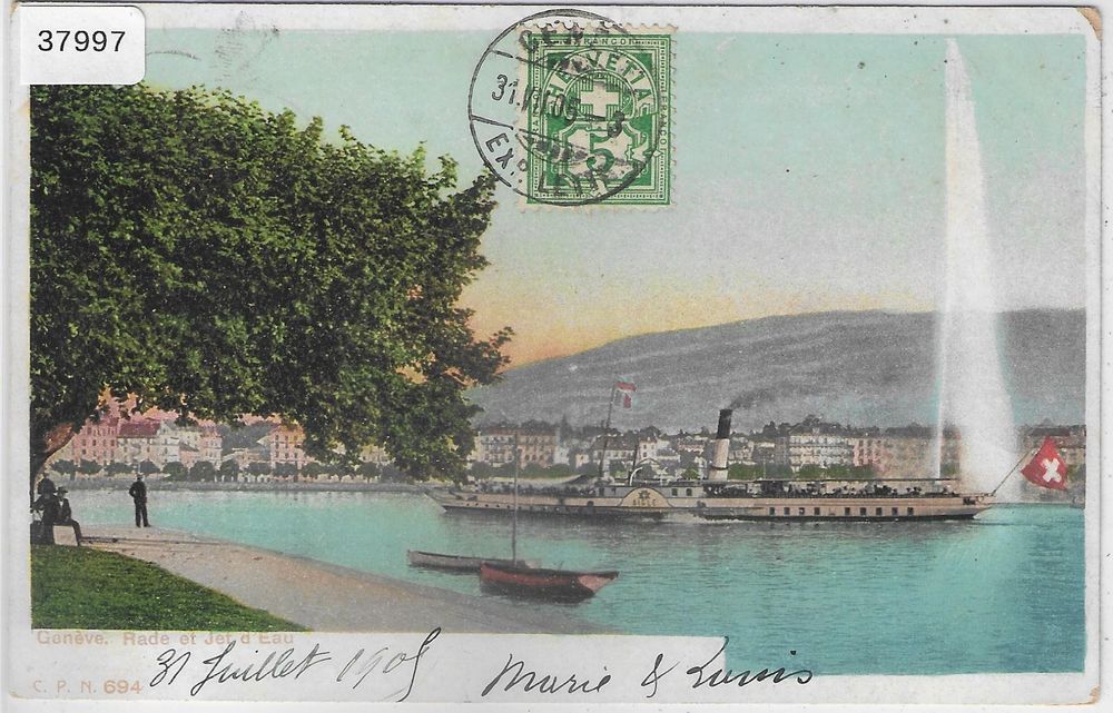 Geneve - Rade et Bateau Dampfschiff - Litho (Gebraucht) in Ettingen für ...