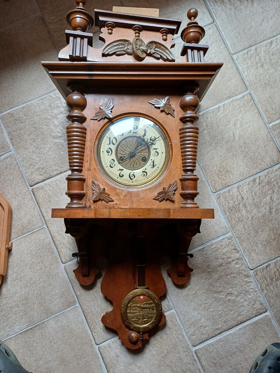 Pendule Carillon murale ancienne sculptée bois massif horlog | Kaufen ...