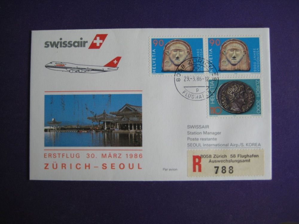 Erstflug Zürich - SEOUL 30.3.1986 (Neu (gemäss Beschreibung)) in Wangs für CHF 0.5 – mit ...
