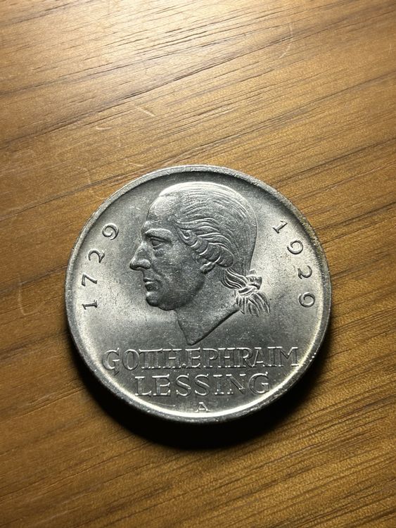 5 Mark Lessing 1929 Weimarer Republik grosse Silbermünze | Kaufen auf ...