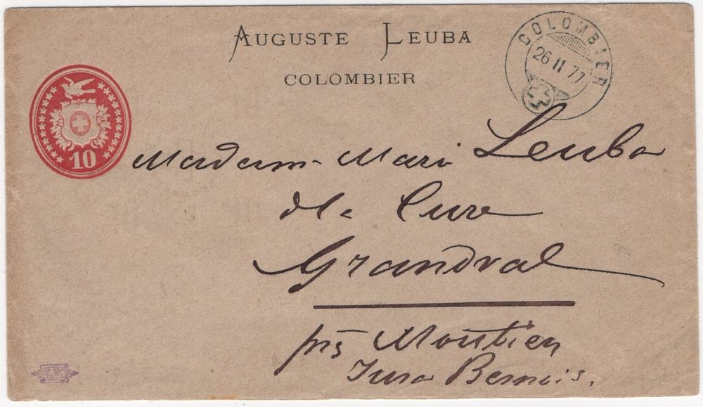 10 Rp. Tübli mit Privatzudruck - Auguste Leuba COLOMBIER (Gebraucht) in ...